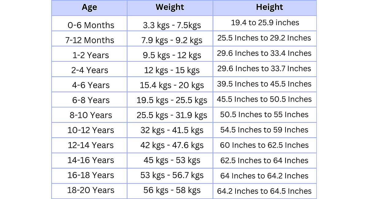 Height Weight Age Chart Normal Baby Growth Chart Height Length 